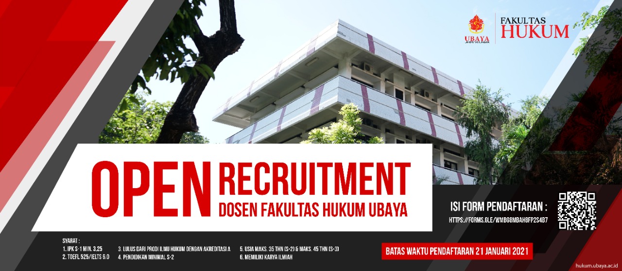 Open Recruitment Dosen Fakultas Hukum Universitas Surabaya