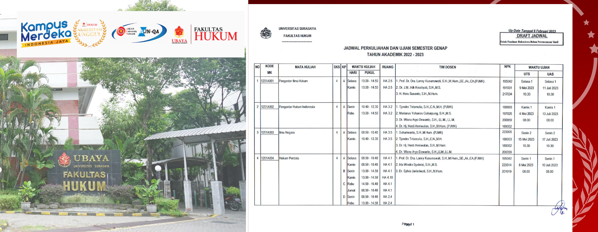 DRAFT Jadwal Perkuliahan Smt Genap 2022-2023